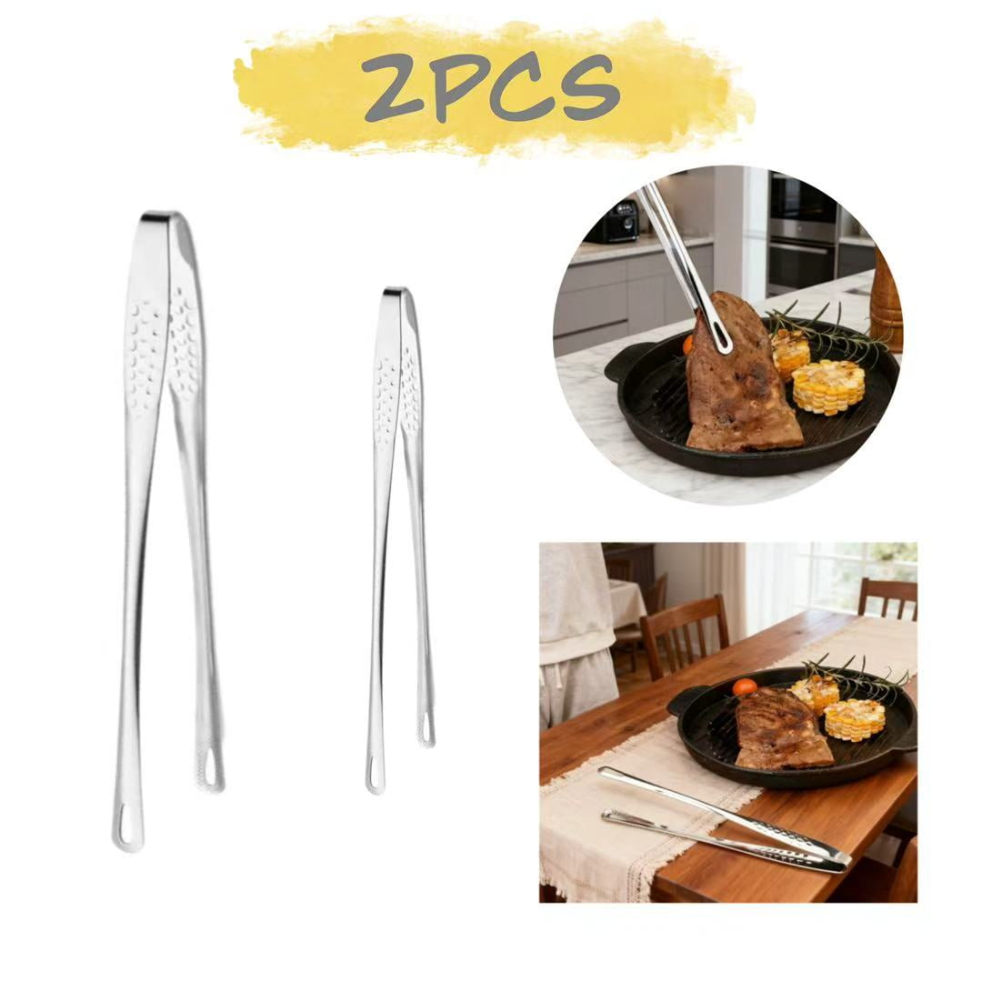 2 Pcs Stainless Steel Kitchen Tongs, Multipurpose Food Tongs for ...