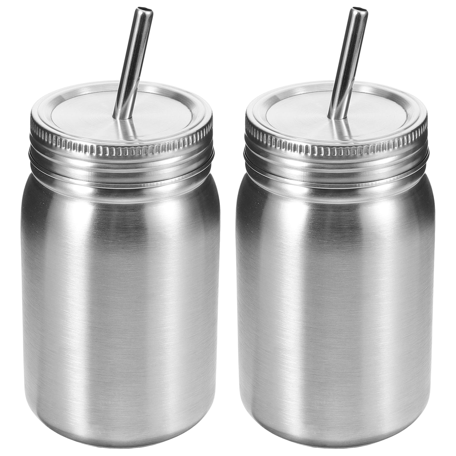2 Pcs Stainless Steel Mason Cup Espresso Multi-functional Cups Straw ...