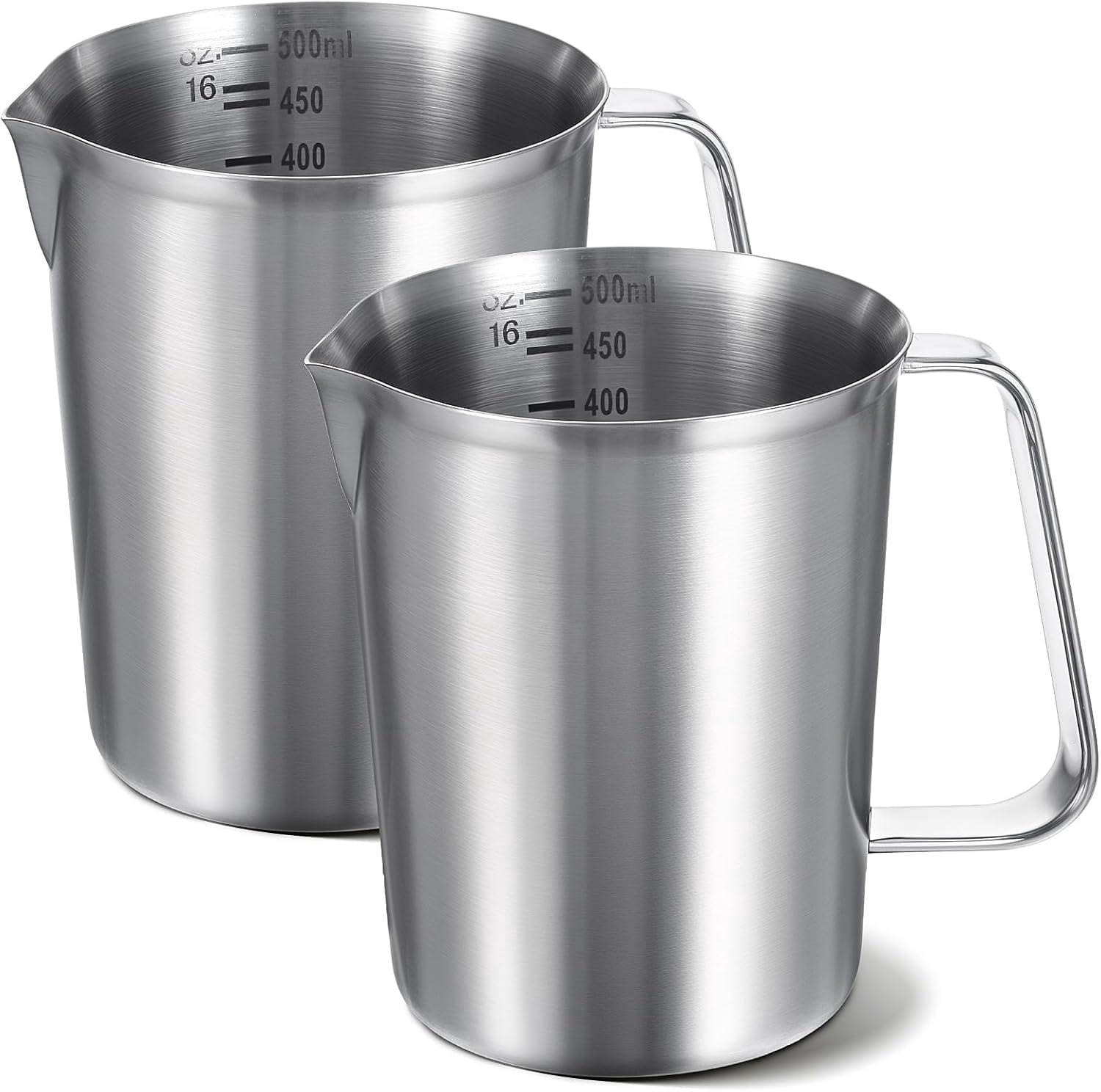 2 Pcs Stainless Steel Measuring Cup with Handle and Pour Lip, Metal ...