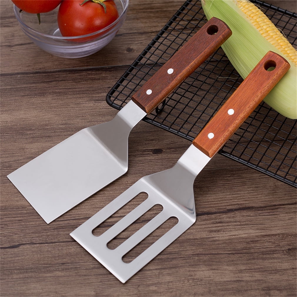 2 Pcs Stainless Steel Metal Spatula Set, Happon Slotted Spatula with ...