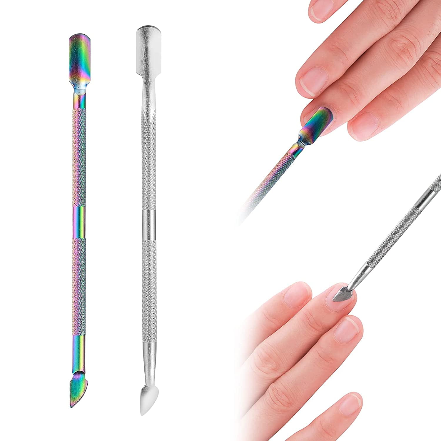 2 Pcs Stainless Steel Nail Cuticle Pusher, Nail Gel Polish Tool Remover ...