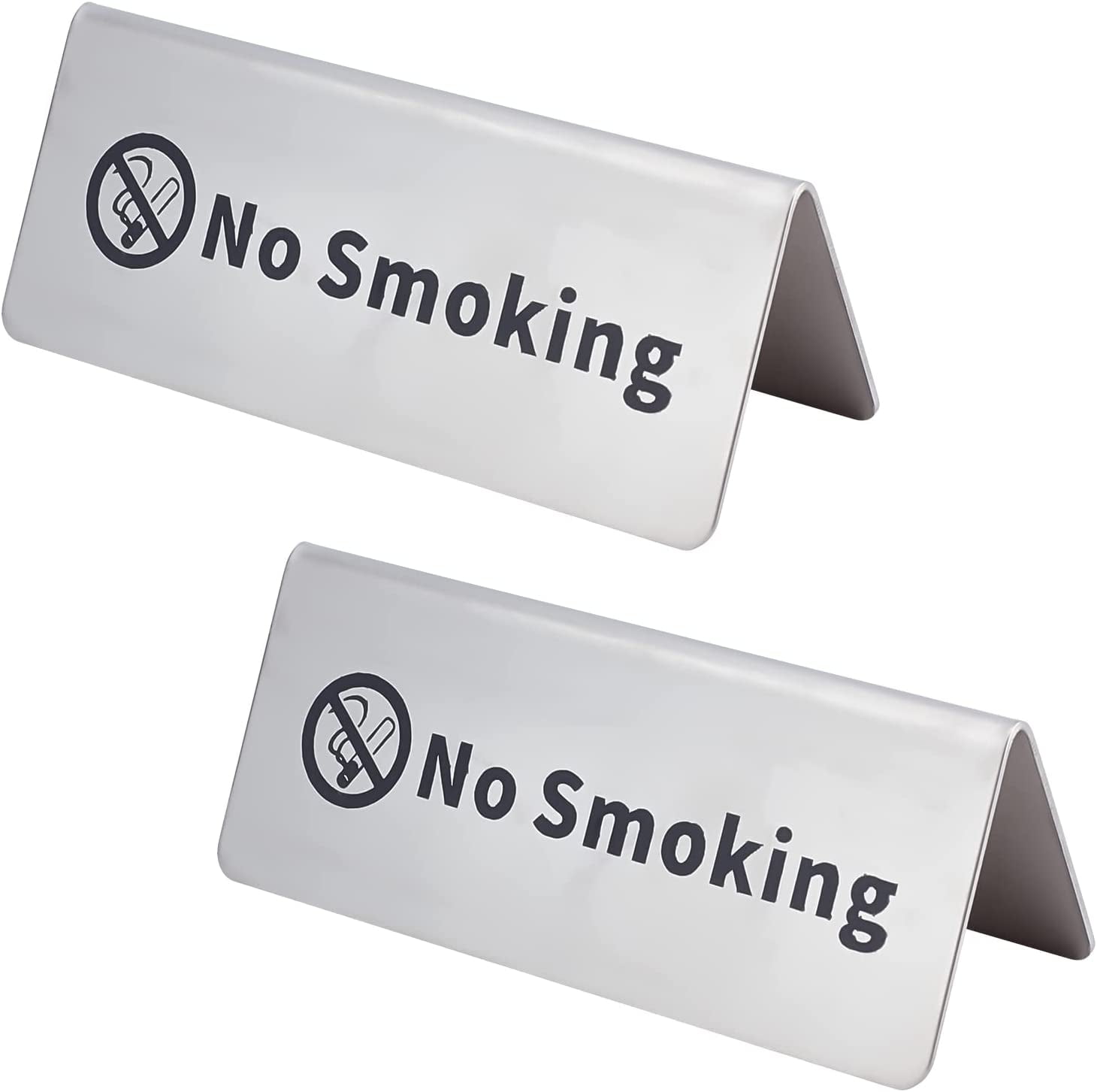2 Pcs Stainless Steel No Smoking Table Sign Reservation Signage Board ...