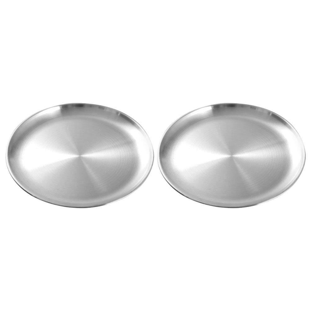 2 Pcs Stainless Steel Plate Decor Roast Meat Plate Coffee Table Tray ...