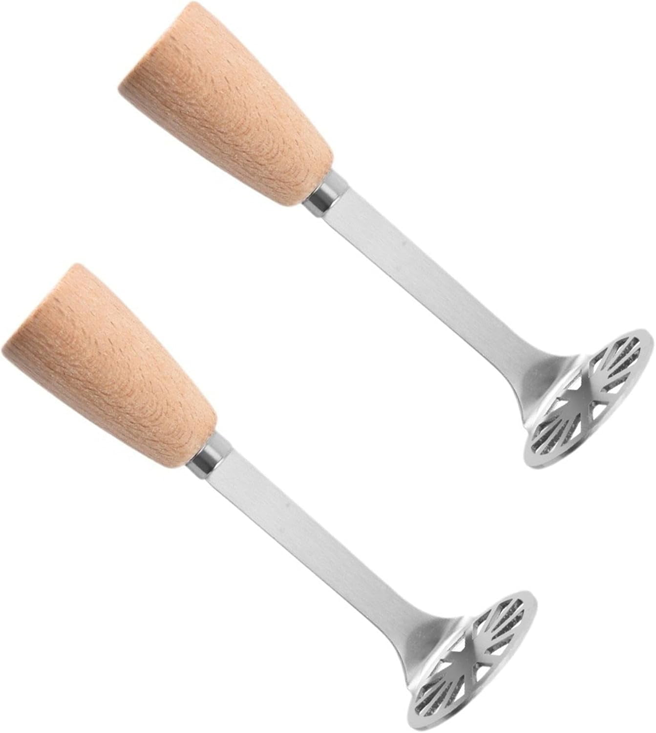 2 Pcs Stainless Steel Potato Masher, Heavy Duty Manual Masher with Wood ...