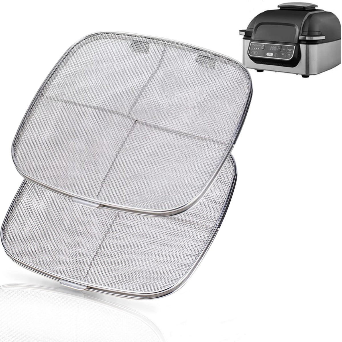 2 Pcs Stainless Steel Splatter Shield for Ninja Foodi AG301,Air Fryer ...