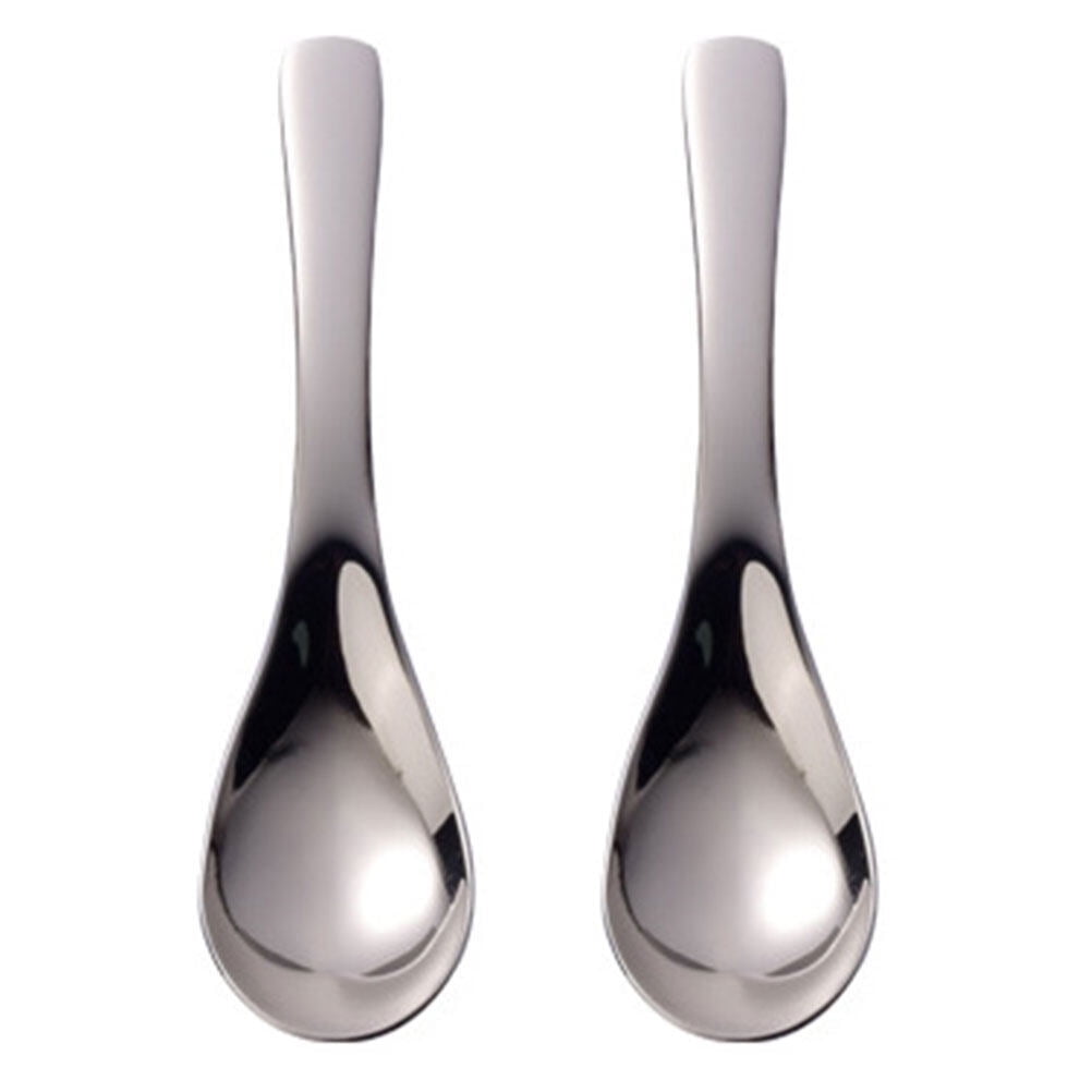 2 Pcs Stainless Steel Spoon Metal Baby Spoons Flatware Bright Light ...