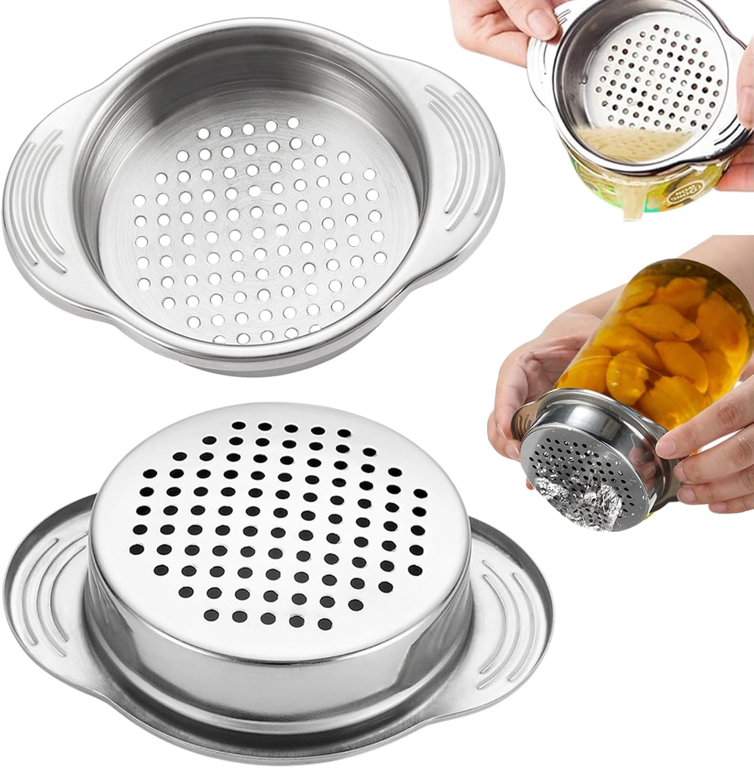 2 Pcs Stainless Steel Strainer, Metal Sieve Can Drainer, Food Grade ...