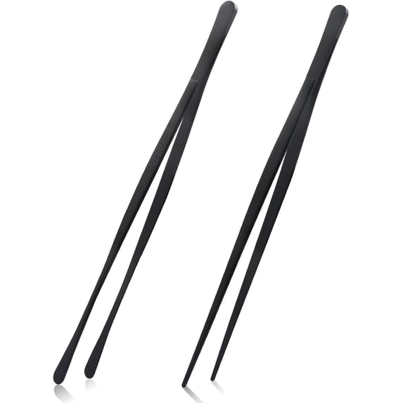 2 Pcs Stainless Steel Tweezers Tongs, 12 Inch Extra-Long Tweezers with ...