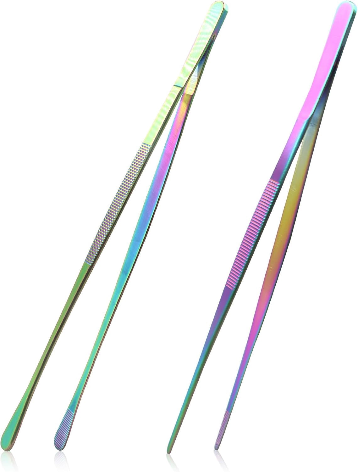 2 Pcs Stainless Steel Tweezers Tongs, 12 Inch Extra-Long Tweezers with ...