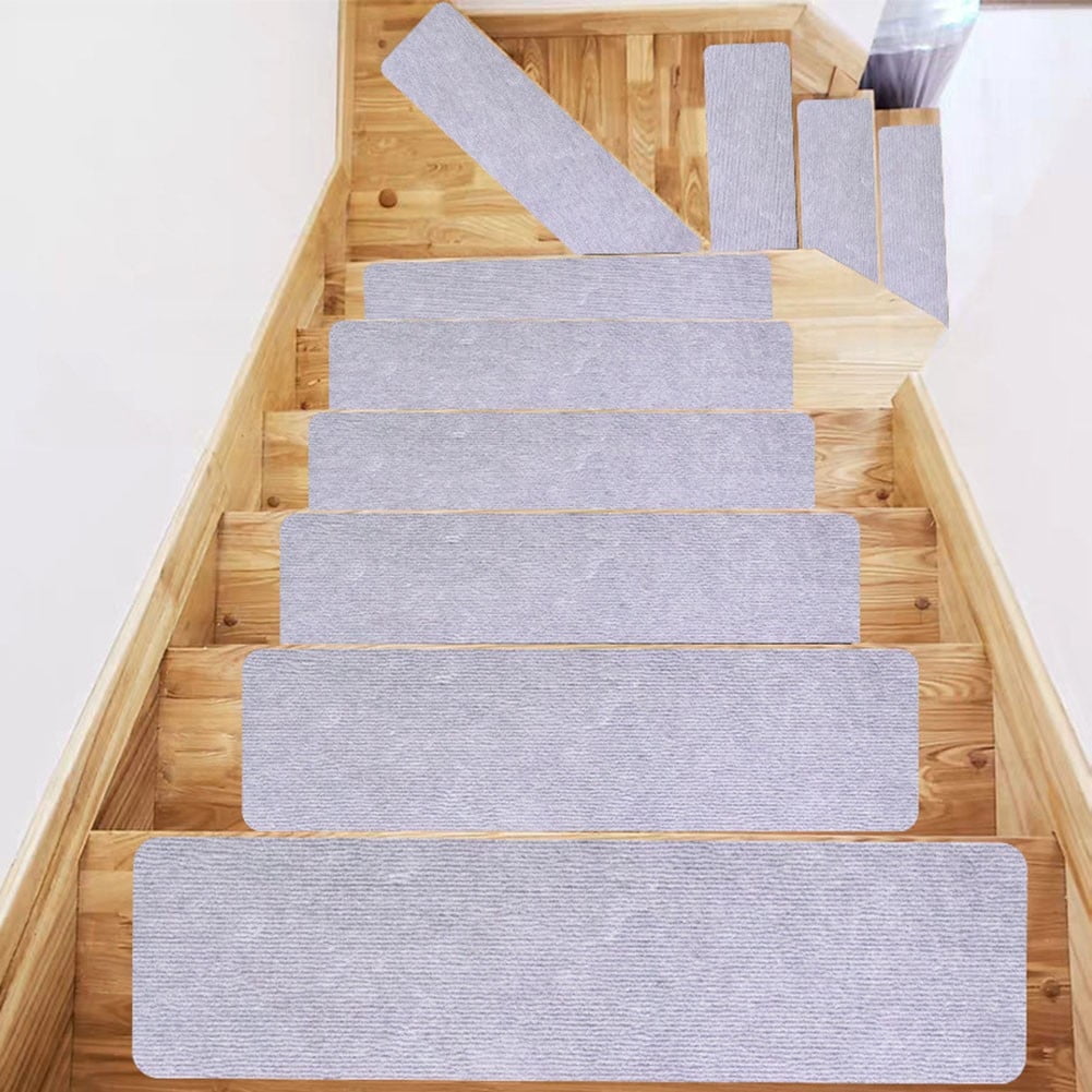 2 Pcs Stair Mat Non-Slip Free Adhesive Stair Mats Staircase Step Rug ...