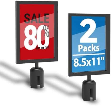 2 Pcs Stanchion Sign Holder 8.3 x 11.7, Portrait Post Top Stand Poster ...