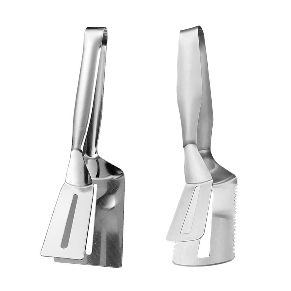 2 Pcs Steak Spatula Stainless Steel Grill Food Clips Fish Tongs Utility ...