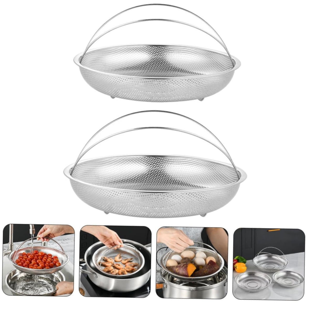 2 Pcs Steamer Basket for Cooking, Trianu Stainless Steel Vegetable ...