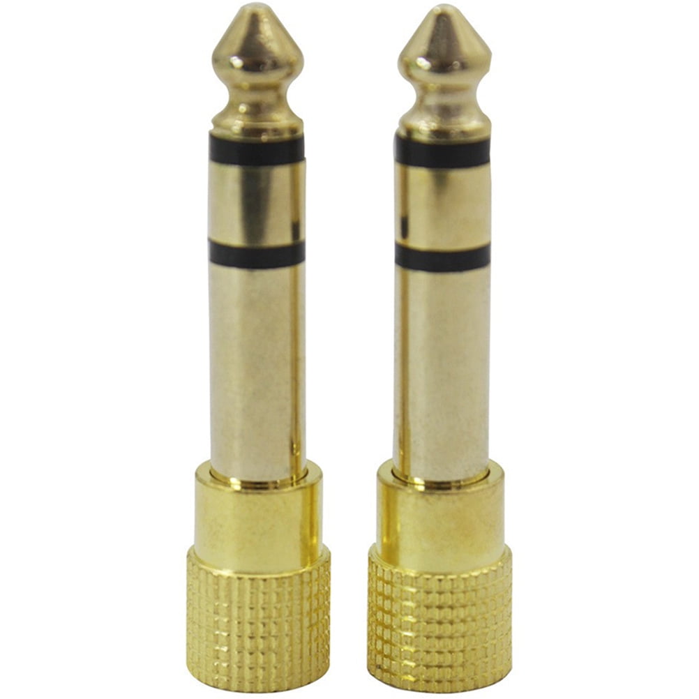 2 Pcs Stereo Headphone Adapter F-35 Gold 3.5mm to 6.5mm Plug Adapter ...