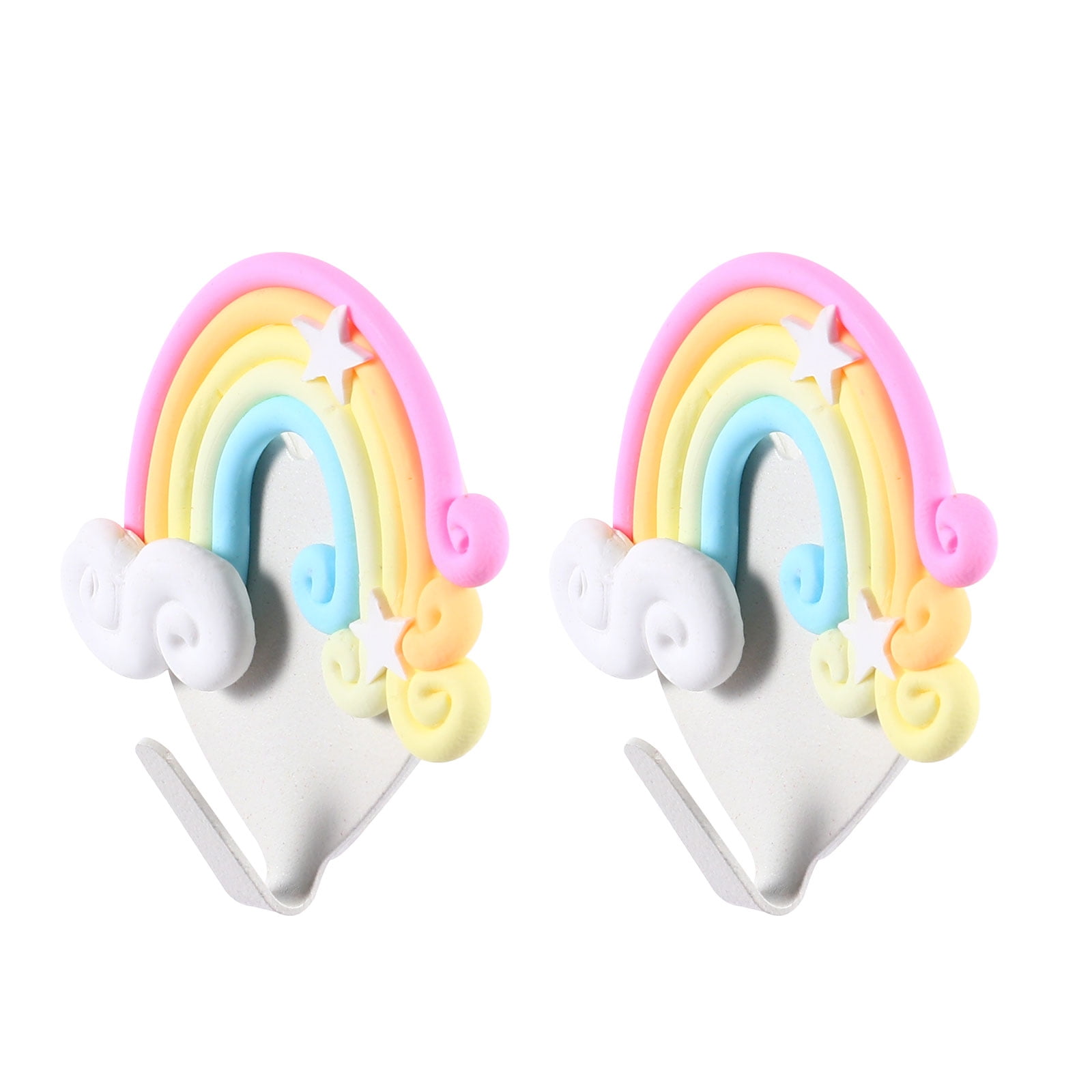 2 Pcs Stick on Wall Hooks Kids Rainbow Shelving Brackets Non-trace ...