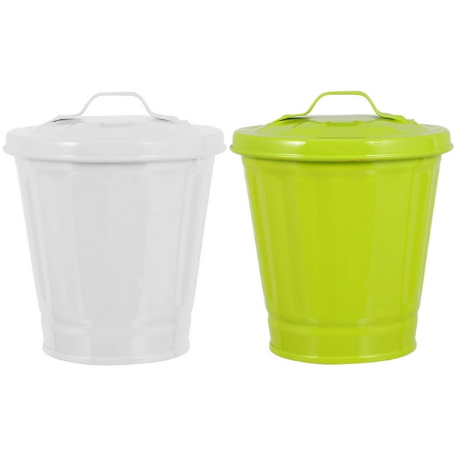 2 Pcs Stoage Bins Storage Basket Galvanized Tin Waste Small Trash Can ...