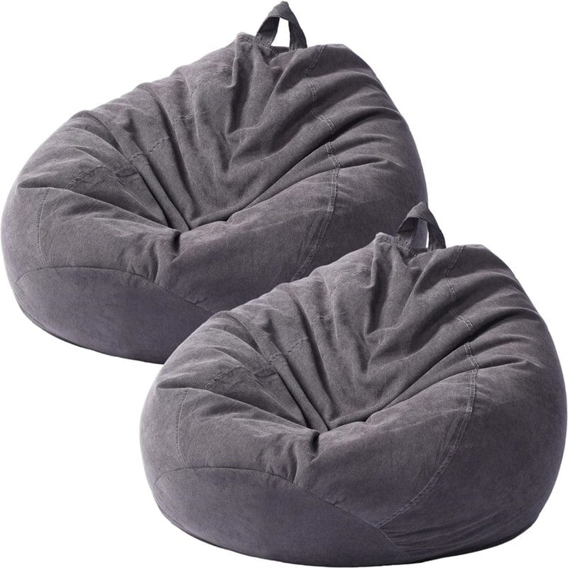 2 Pcs Storage Bean Bag Chair Cover (Dark Grey) - Walmart.com
