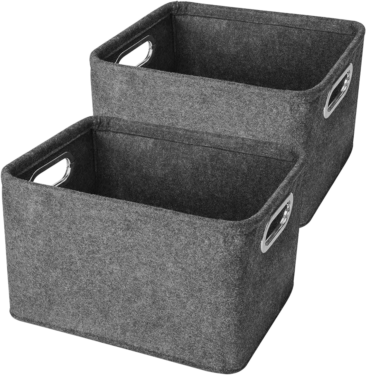 2 Pcs Storage Bins, Dingrich Felt Storage Basket for Shelves, Foldable ...
