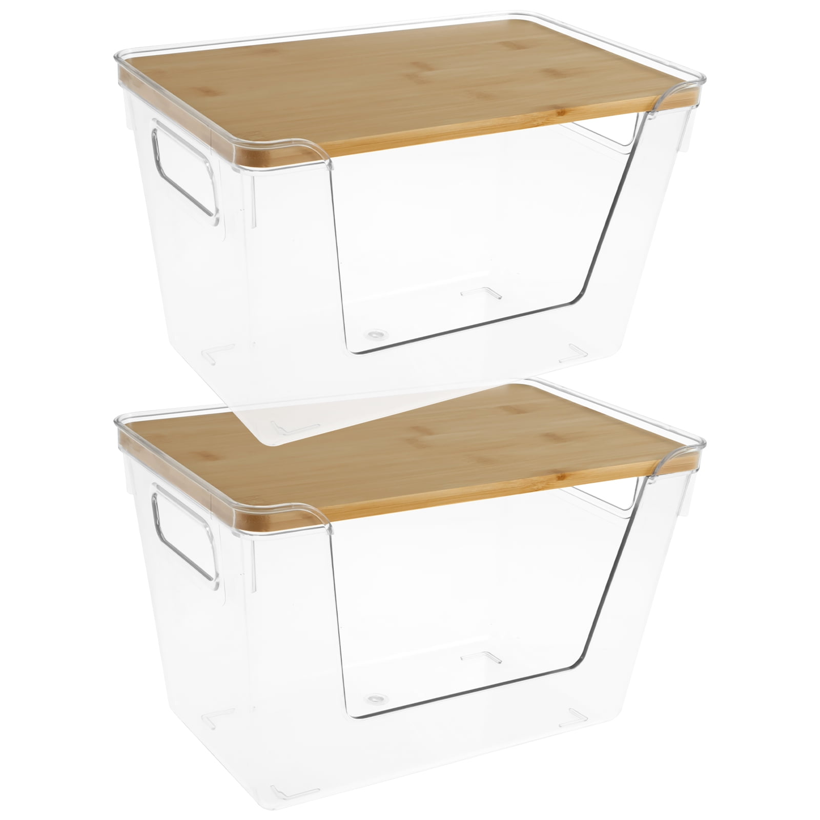 2 Pcs Storage Bins with Lid and Handles Clear Storage Containers Open ...