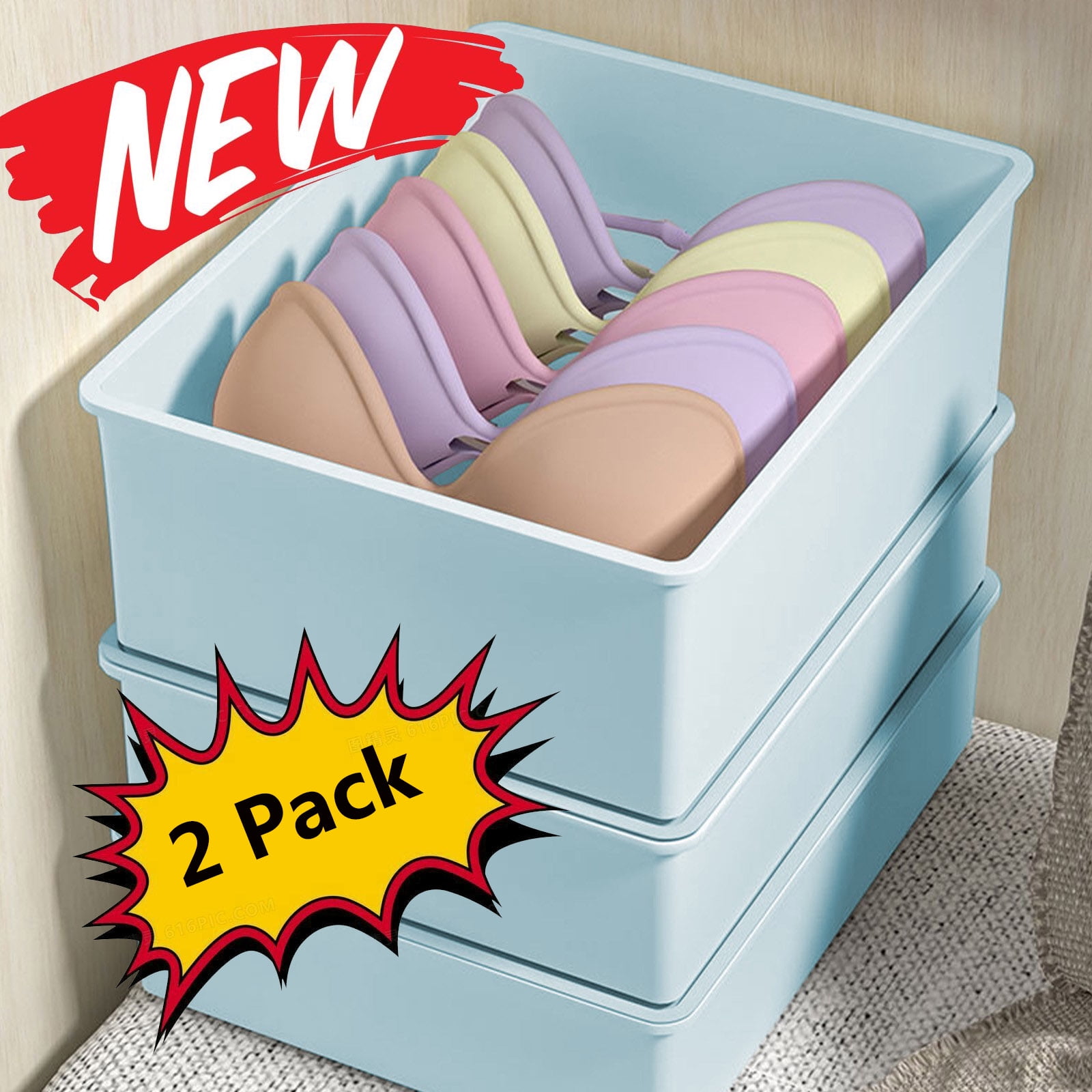 2 Pcs Storage Bins with Lids Small Plastic Storage Containers Stackable ...