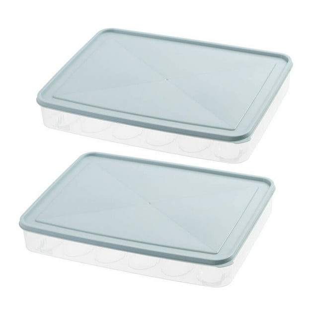 2 Pcs Storage Box Clear Plastic Tray Refrigerator Egg Organizer Case ...