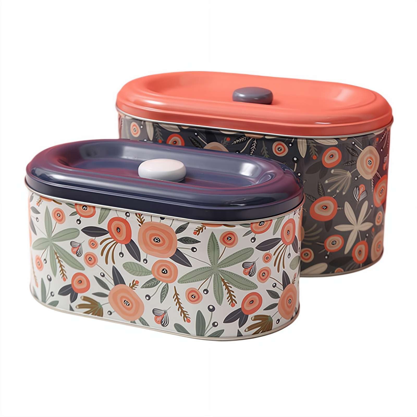 2 Pcs Storage Box with Lid, Metal Biscuit Storage Container Decorative ...