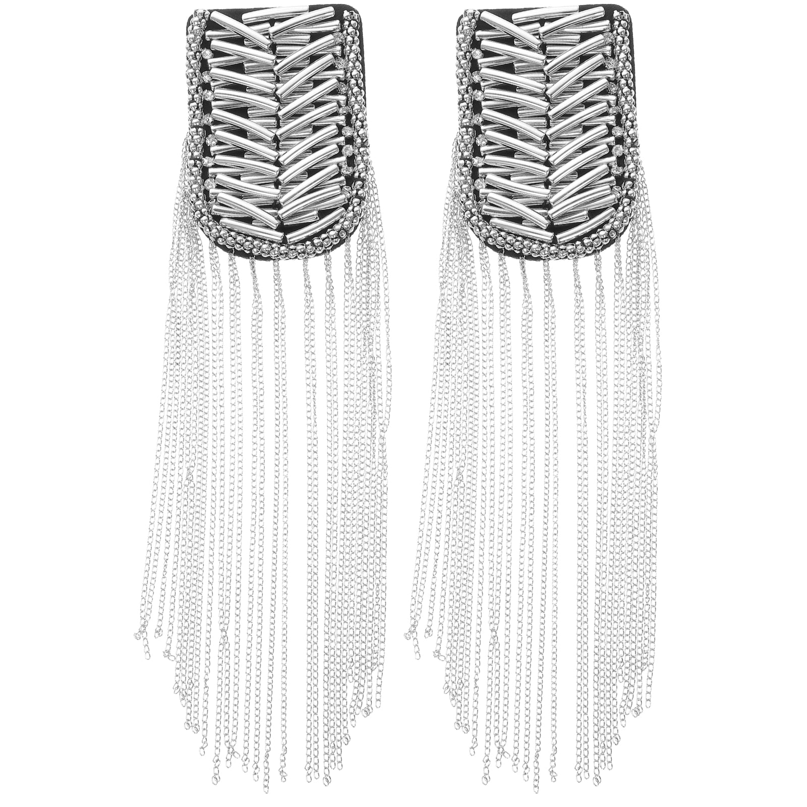 Masteelf 2Pcs Epaulet Metal Tassel Epaulettes Silver Alloy Shoulder Arm ...