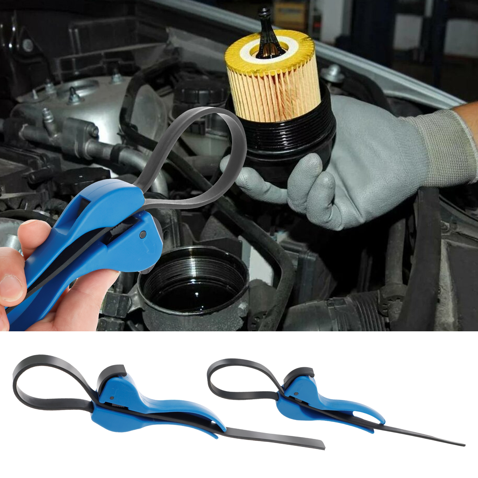 2 Pcs Strap Wrench Set Rubber Strap Wrench Adjustable Oil Filter Strap ...