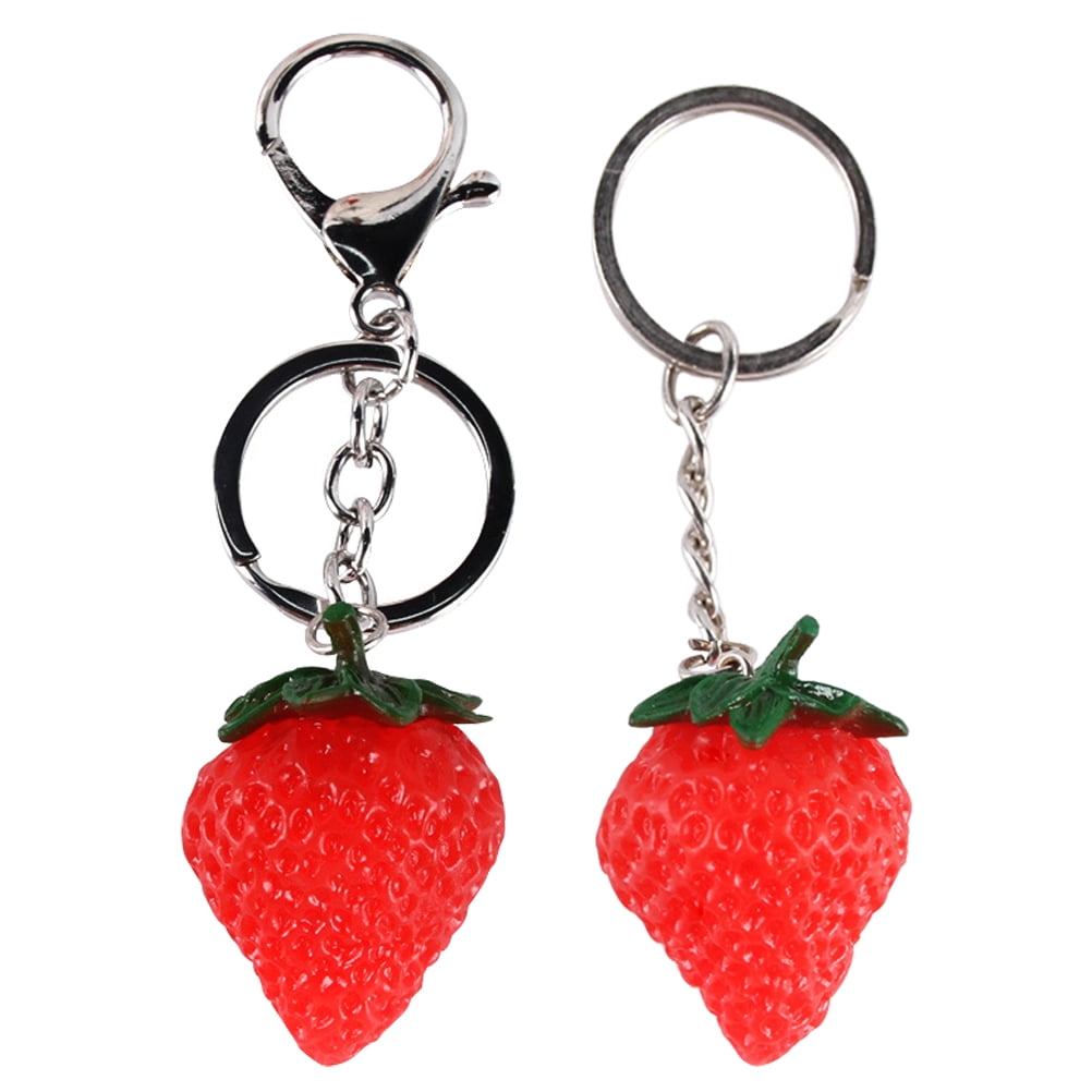 2 Pcs Strawberry Keychain Imitation Pendant Trendy Keychains Decorate ...