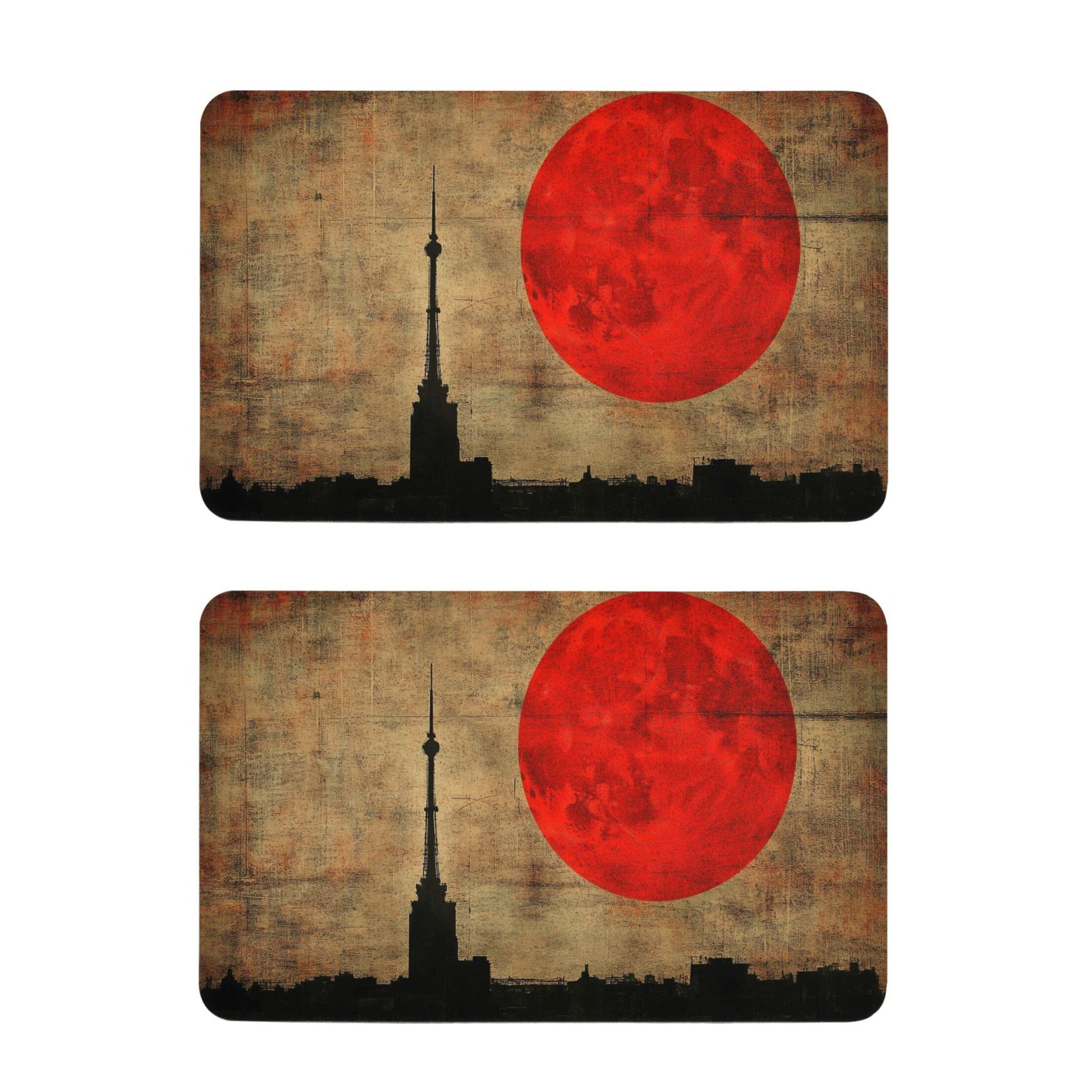 2 Pcs Strong Fridge Magnets Red Sun and City Refrigerator Magnets ...