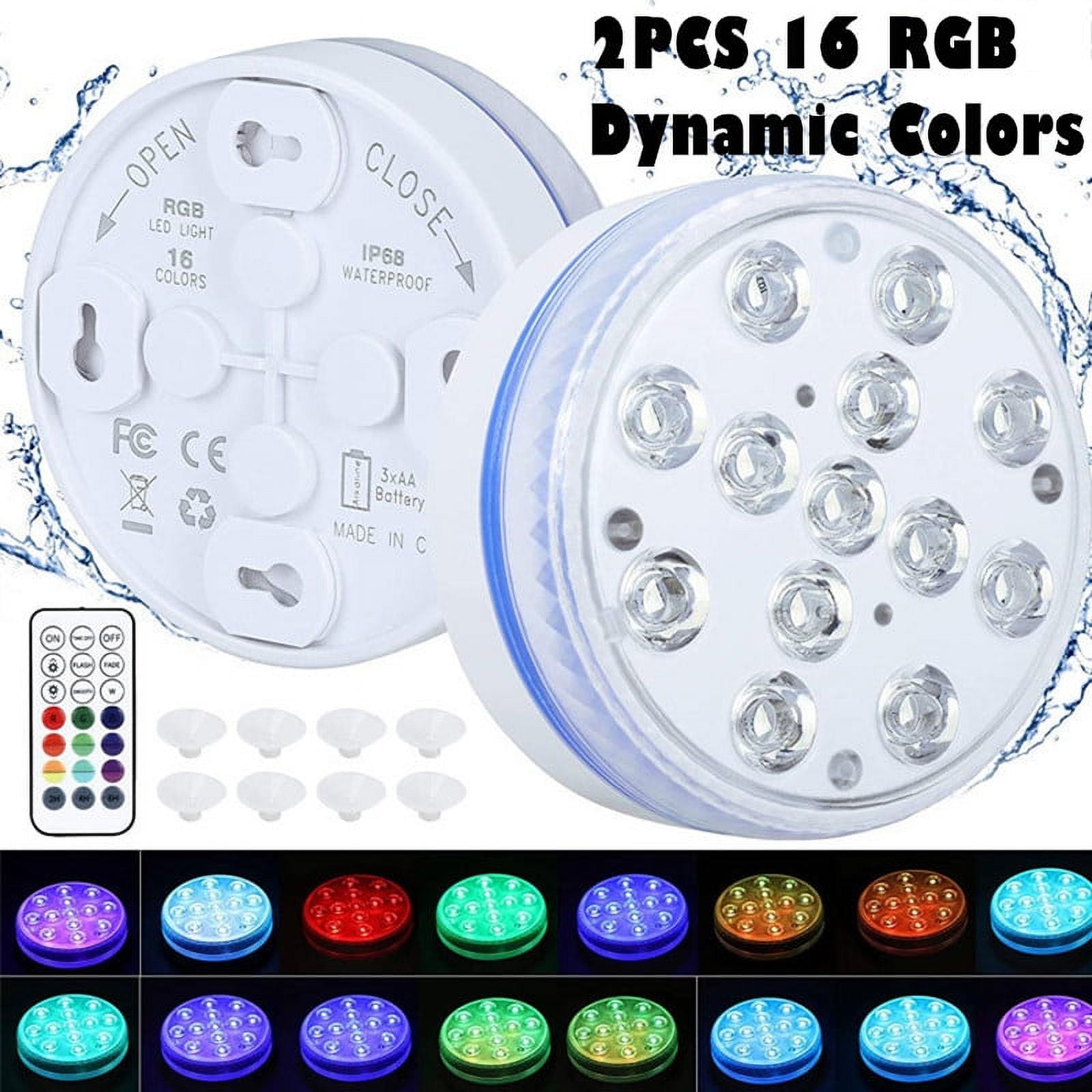 2 Pcs Submersible LED Lights ，LED Pool Lights for Above Ground Pools ...