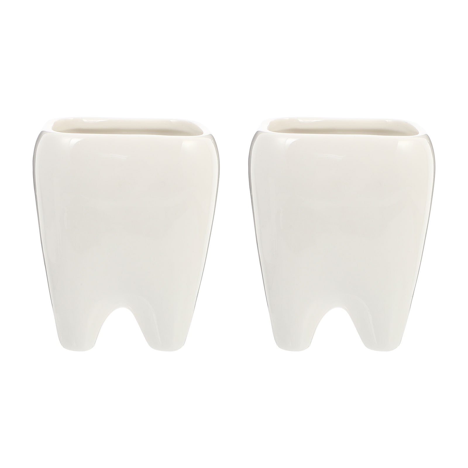 2 Pcs Succulents Plant Tooth White Porcelain Planter Office Decoration ...
