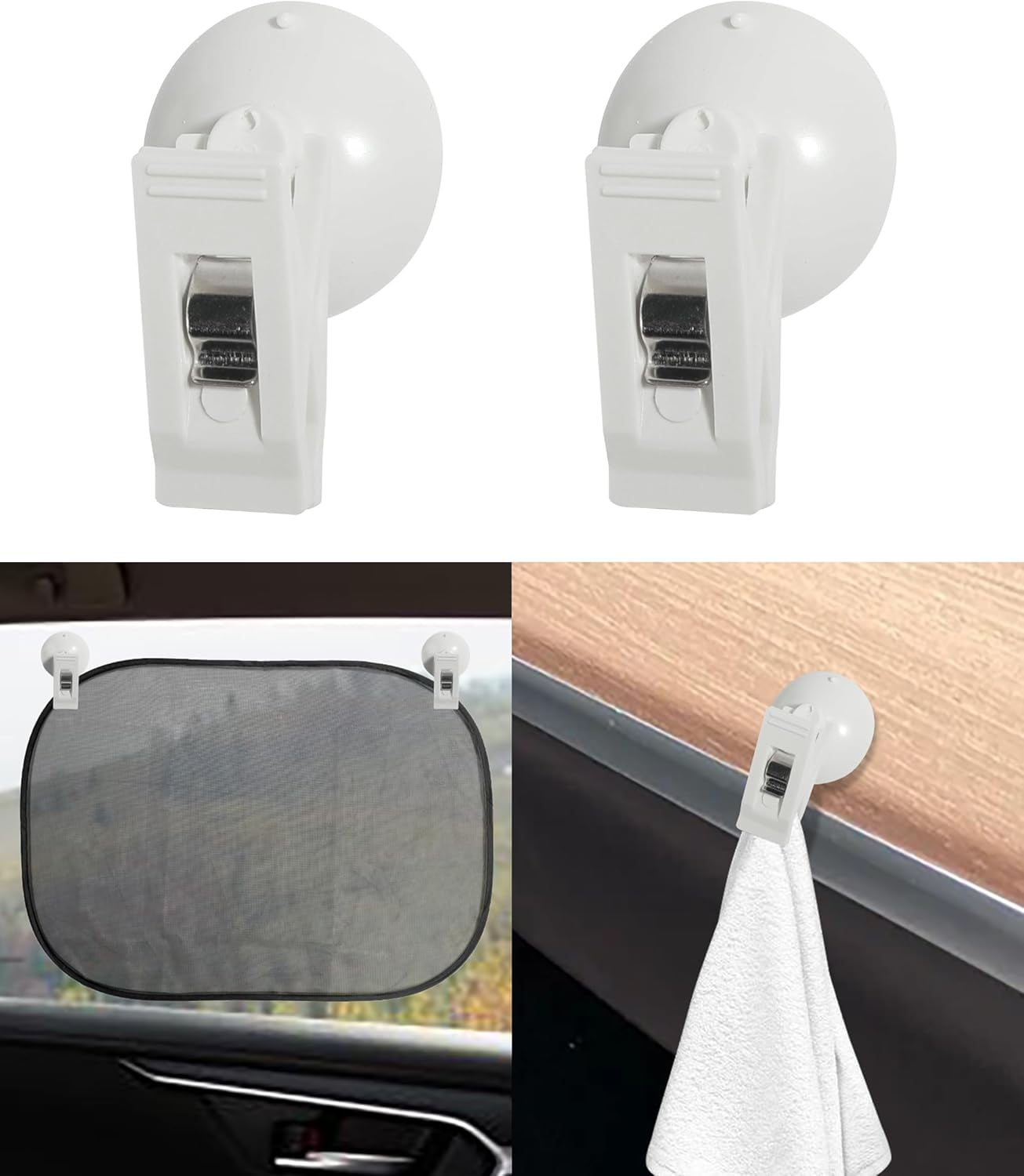 2 Pcs Suction Cup Clips,Suction Cup Card Bill Clip,Car Accessories ...