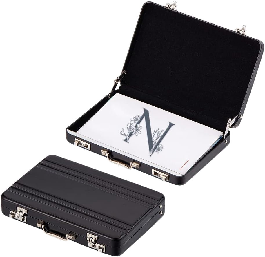 2 Pcs Suitcase Aluminum Business Card Holder Mini Cute Password ...