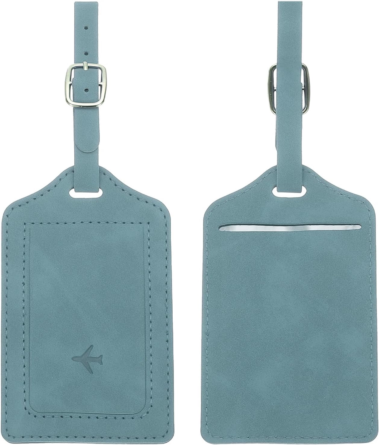 2 Pcs Suitcase Tags, Light Blue Leather Luggage Name Tags Travel ...
