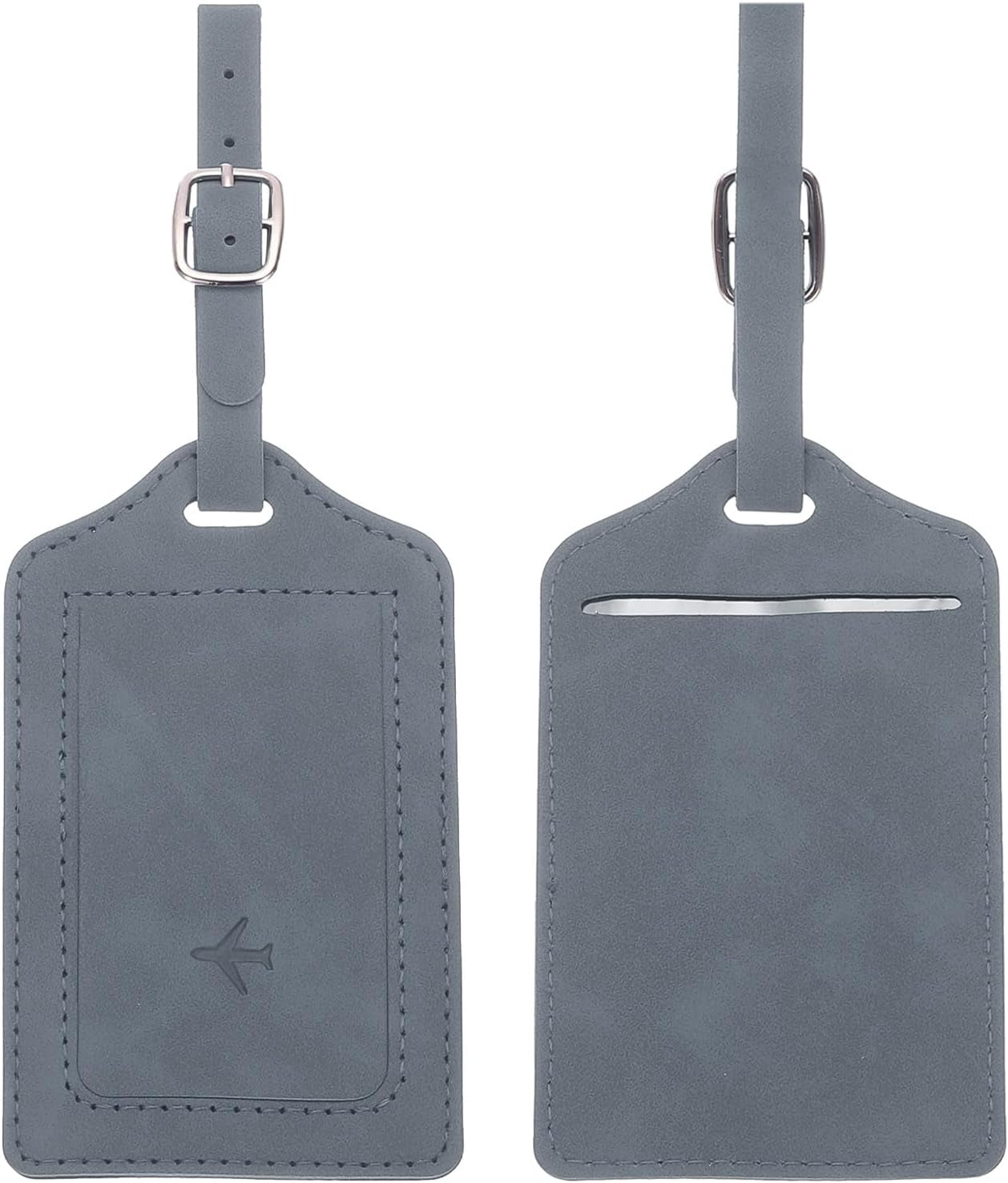 2 Pcs Suitcase Tags, Ocean Gray Leather Luggage Name Tags Travel ...