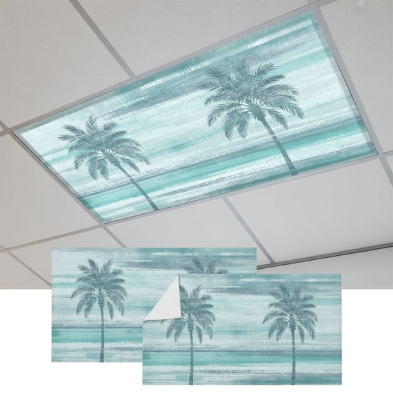 2 Pcs Summer Beach Palm Fluorescent Light Covers Tropical Country ...