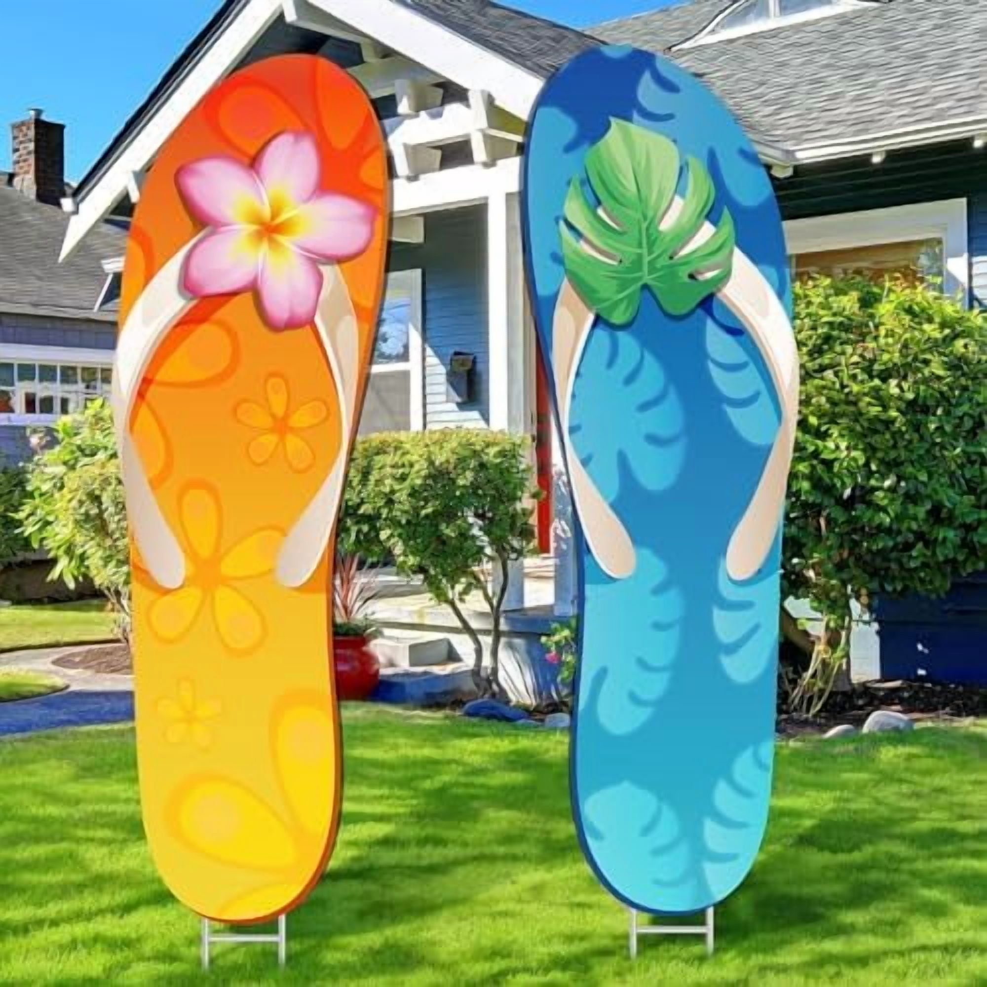 2 Pcs Summer Yard Signs with Lawn Outdoor Lawn Decoration Summer Beach ...