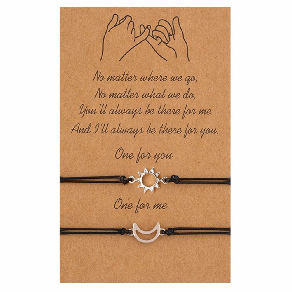 2 Pcs Sun Moon Bracelets,Hand-woven Bracelets,Long Distance ...