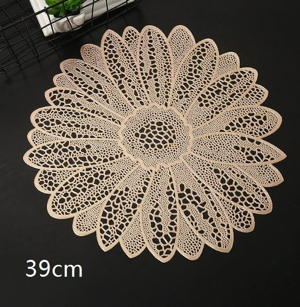 2 Pcs Sunflower Design Round PVC Placemats - Non-Slip Insulation Mats ...