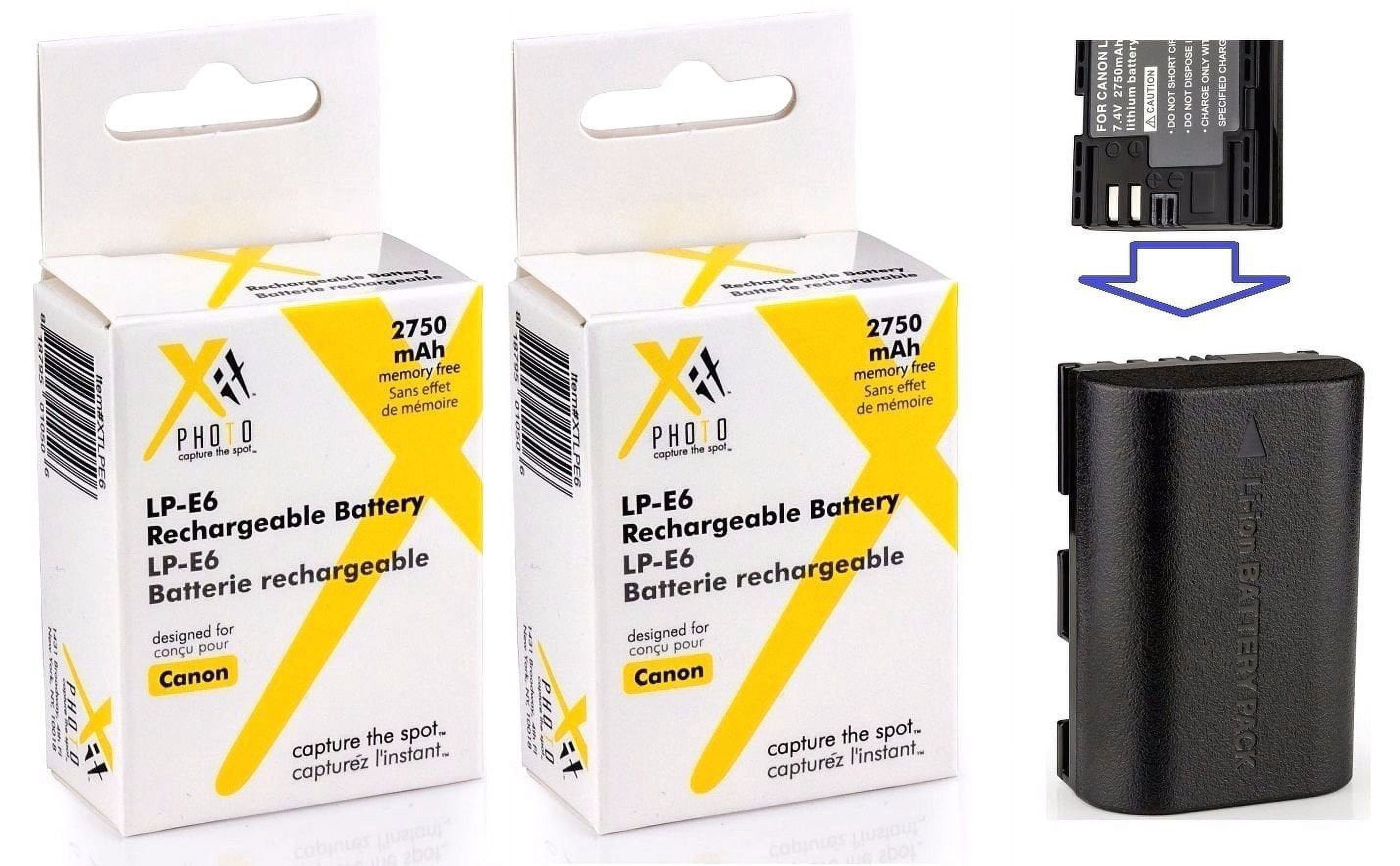 2-Pcs Super Hi Capacity LP-E6 Li-Ion Battery for Canon EOS 7D 60D 60Da ...