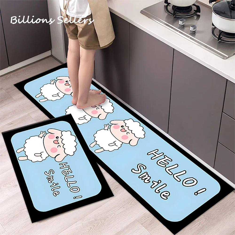 2 Pcs Super Non-slip Kitchen Floor Mats Absorbent Bathroom Entrance ...