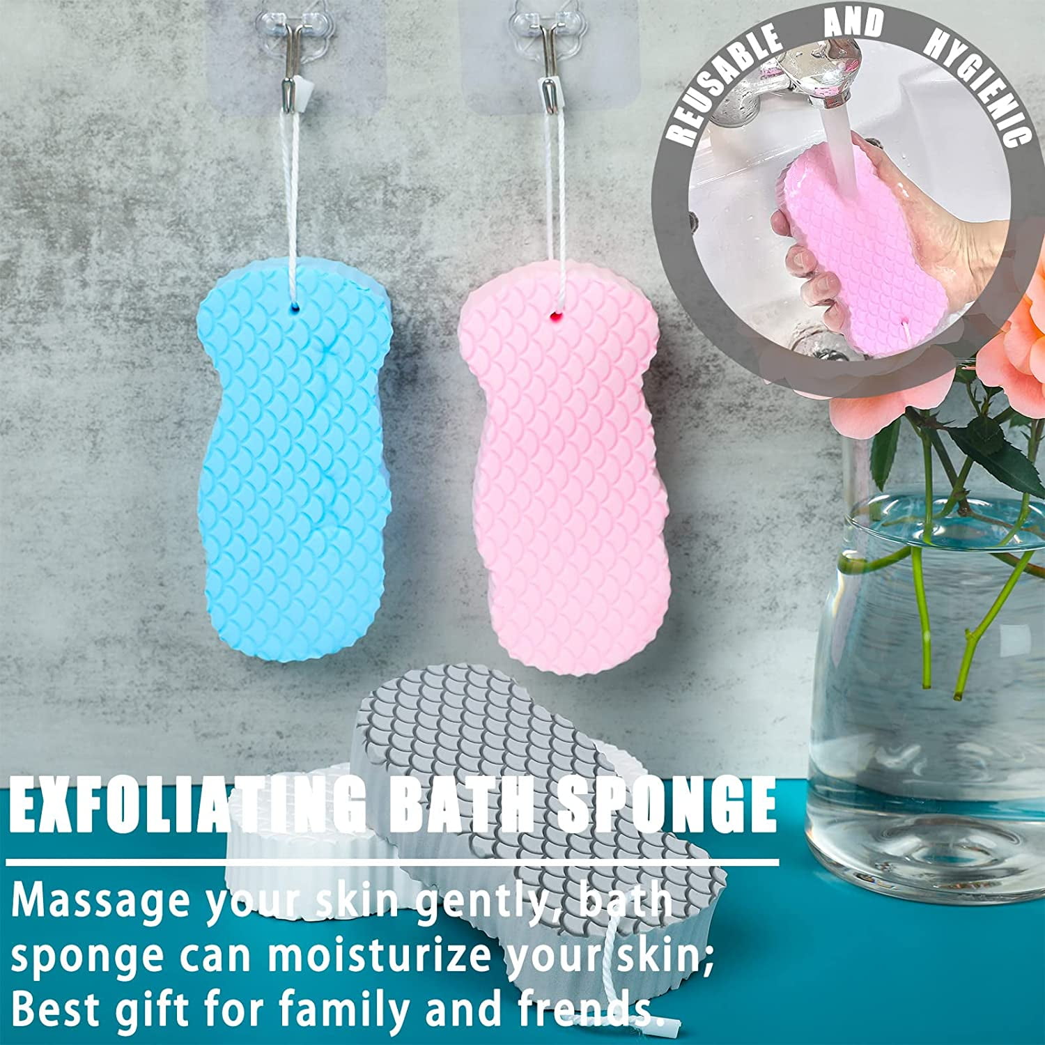 2 Pcs Super Soft Exfoliating Bath Sponge Super Soft Bath Sponge 3d