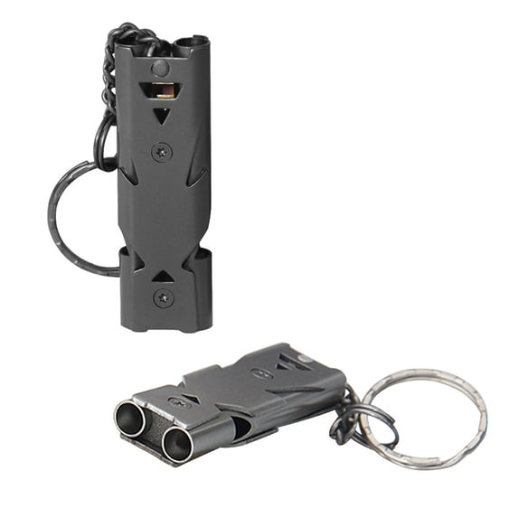2 Pcs Survival Whistles Stainless Steel Louds Whistles Double Tube ...
