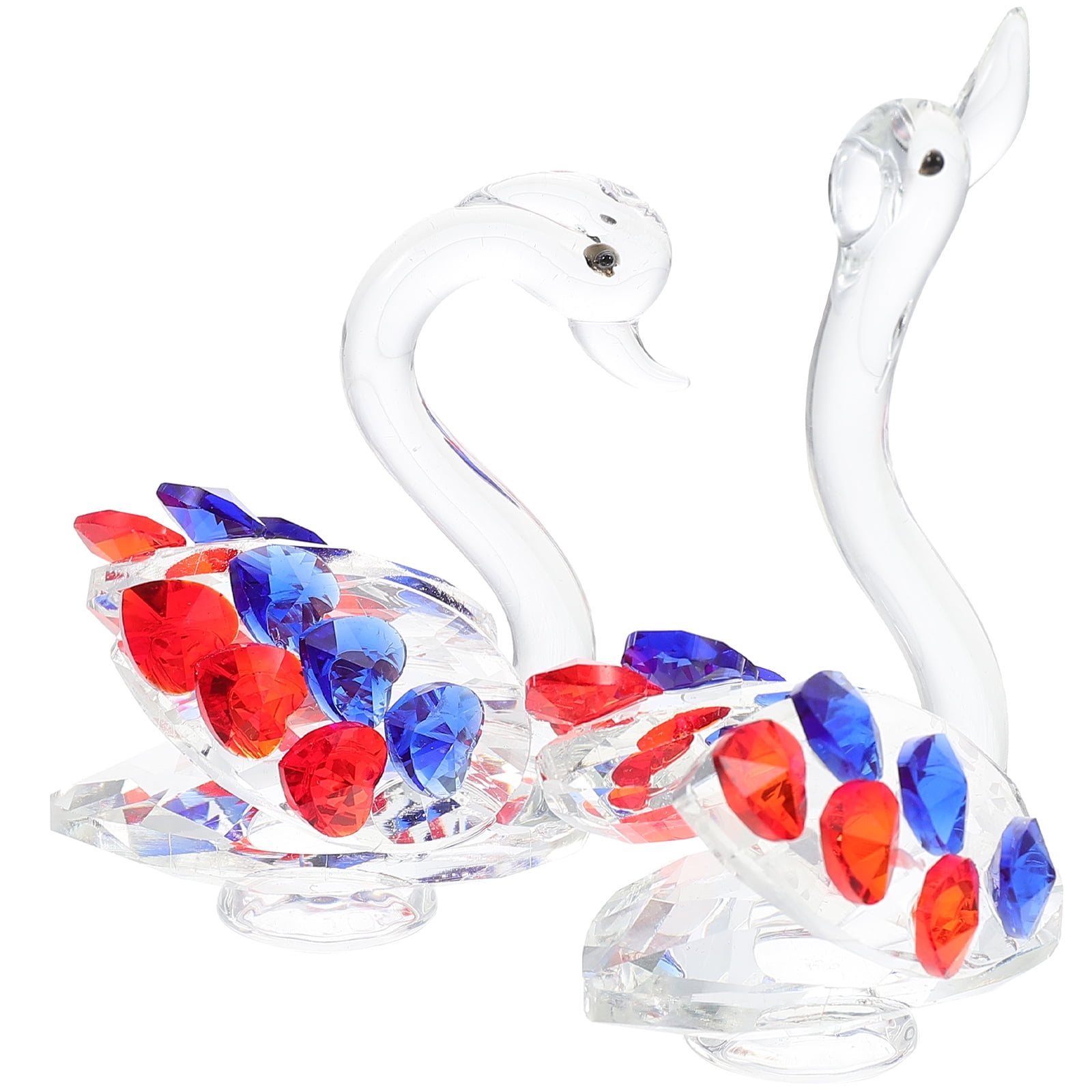 2 Pcs Swan Decorations Parrot Crystal Ornament Home Accessory Man ...