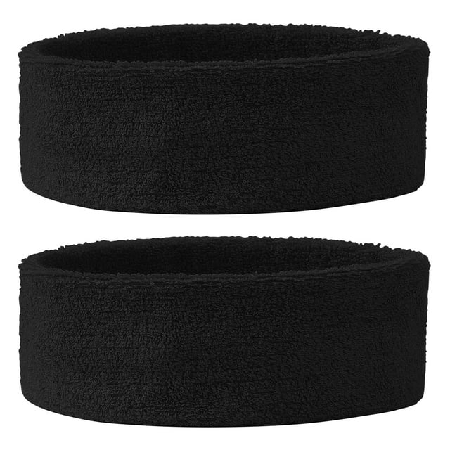 2 Pcs Sweatbands Sports Headband for Men & Women, Black Moisture ...
