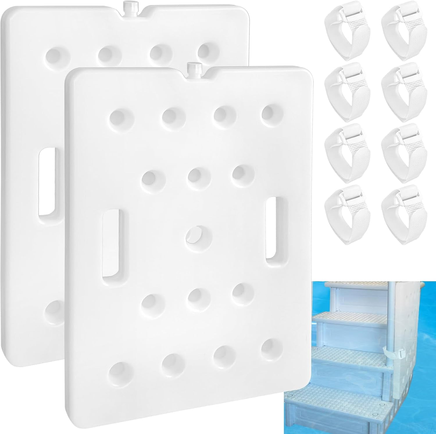 2 Pcs Swimming Pool Ladder Weights, White HDPE Step Stair Weights ...
