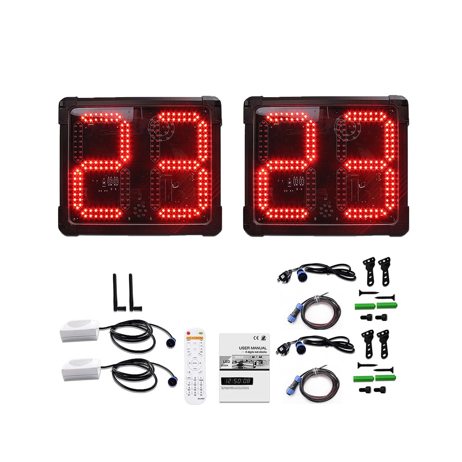 2 Pcs Synchronized Red Color Basketball Electronic Scoreboard 12 ...
