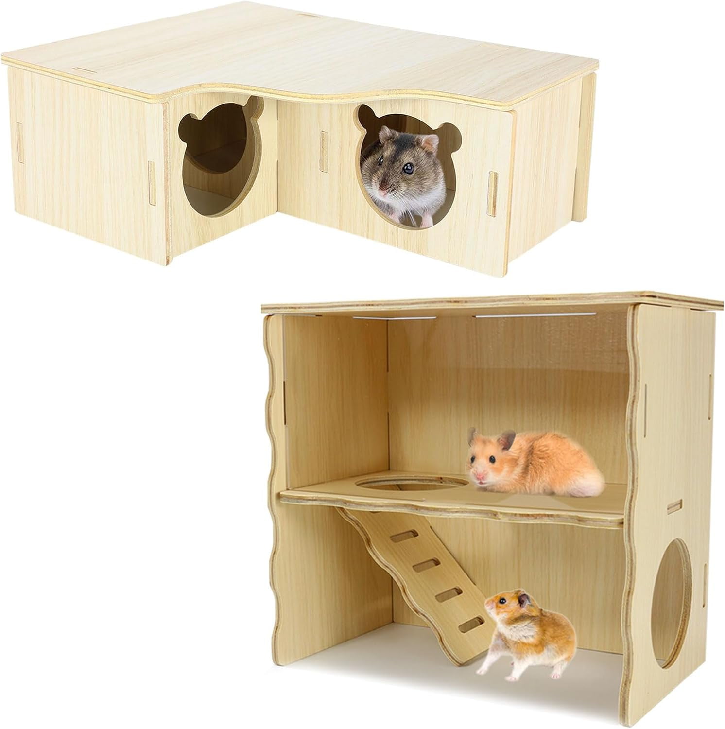2 Pcs Syrian Hamster Hideout, Woodland Hamster House Habitats Decor ...