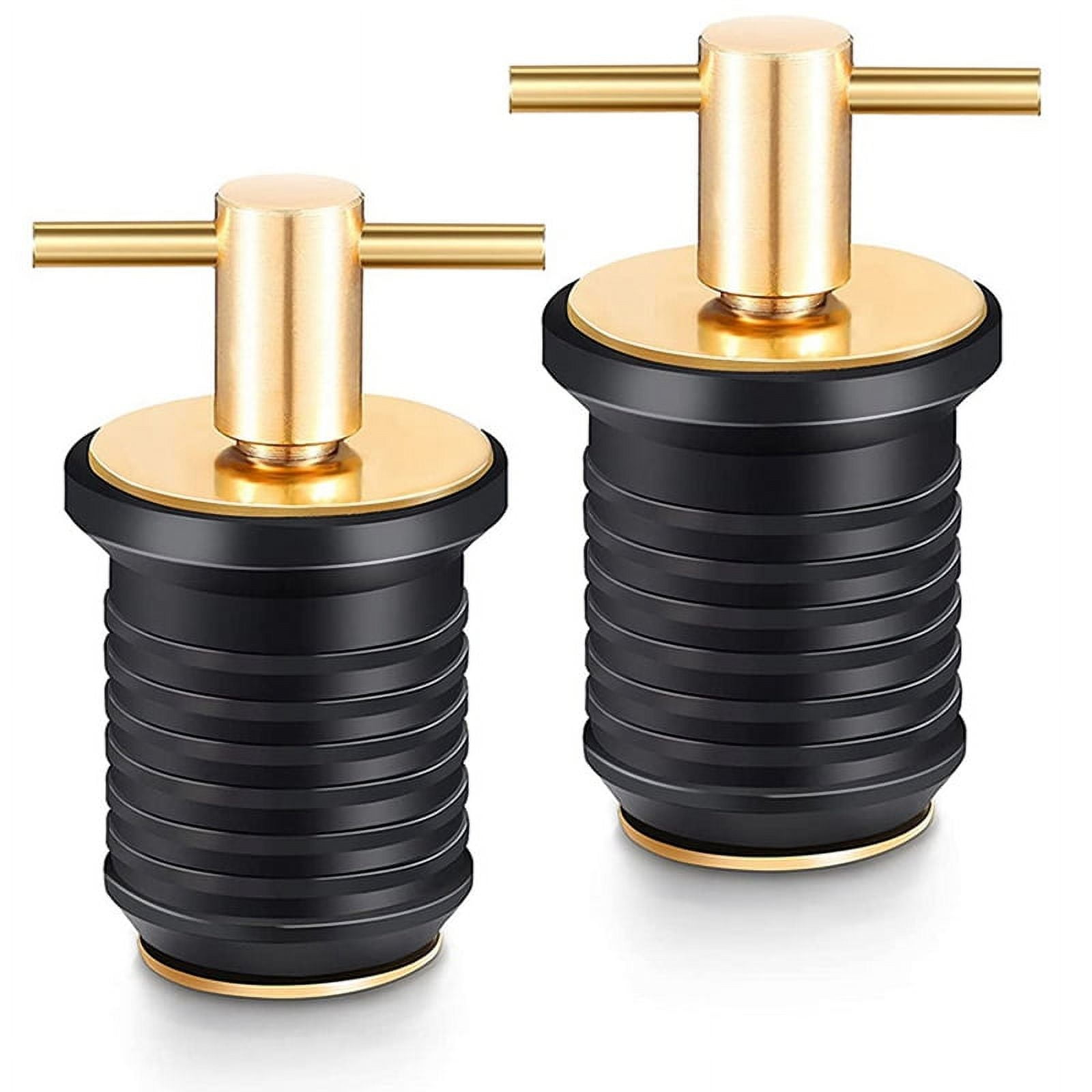 gold&black brass+rubber T-Handle Drain Plug -Turn Marine Boat Drain ...